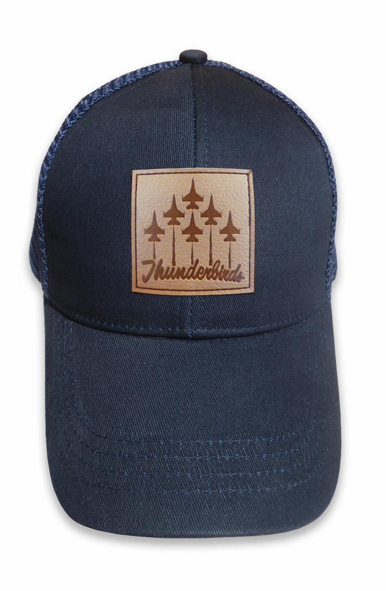Thunderbirds Navy Blue Cotton Mesh Leather Patch Cap I – Flightline America