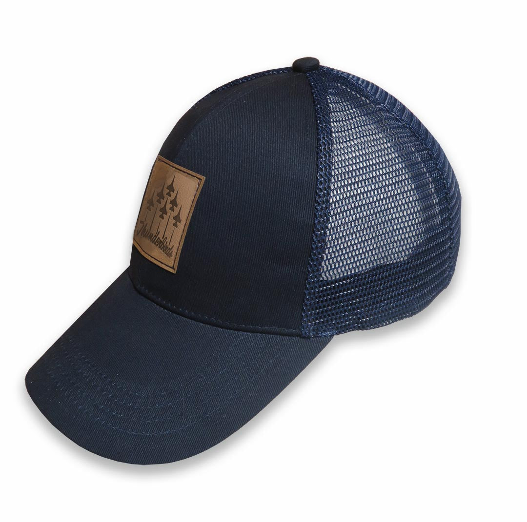 Thunderbirds Navy Blue Cotton Mesh Leather Patch Cap I – Flightline America